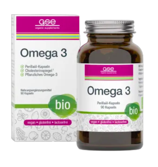 GSE Maisto papildas su perilių aliejumi OMEGA-3, ekologiškas, 90 kaps.